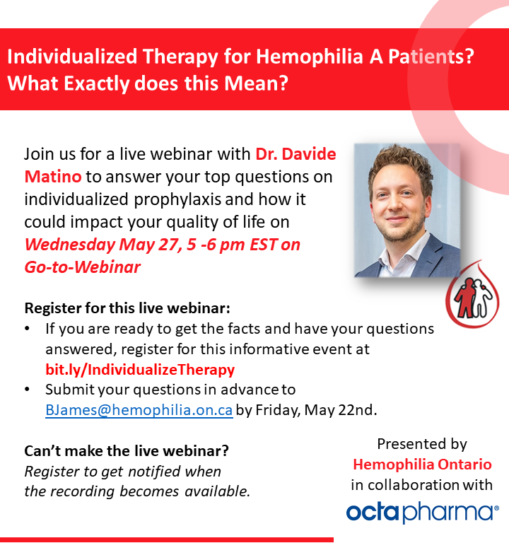 Join Us For a Live Webinar with Dr. Davide Matino! - Hemophilia Ontario